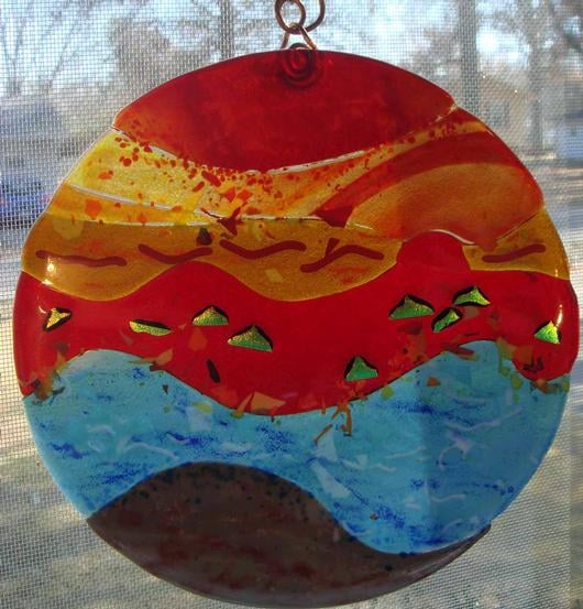 A Sunset On The Ocean V Fused Glass - Delphi Artist Gallery