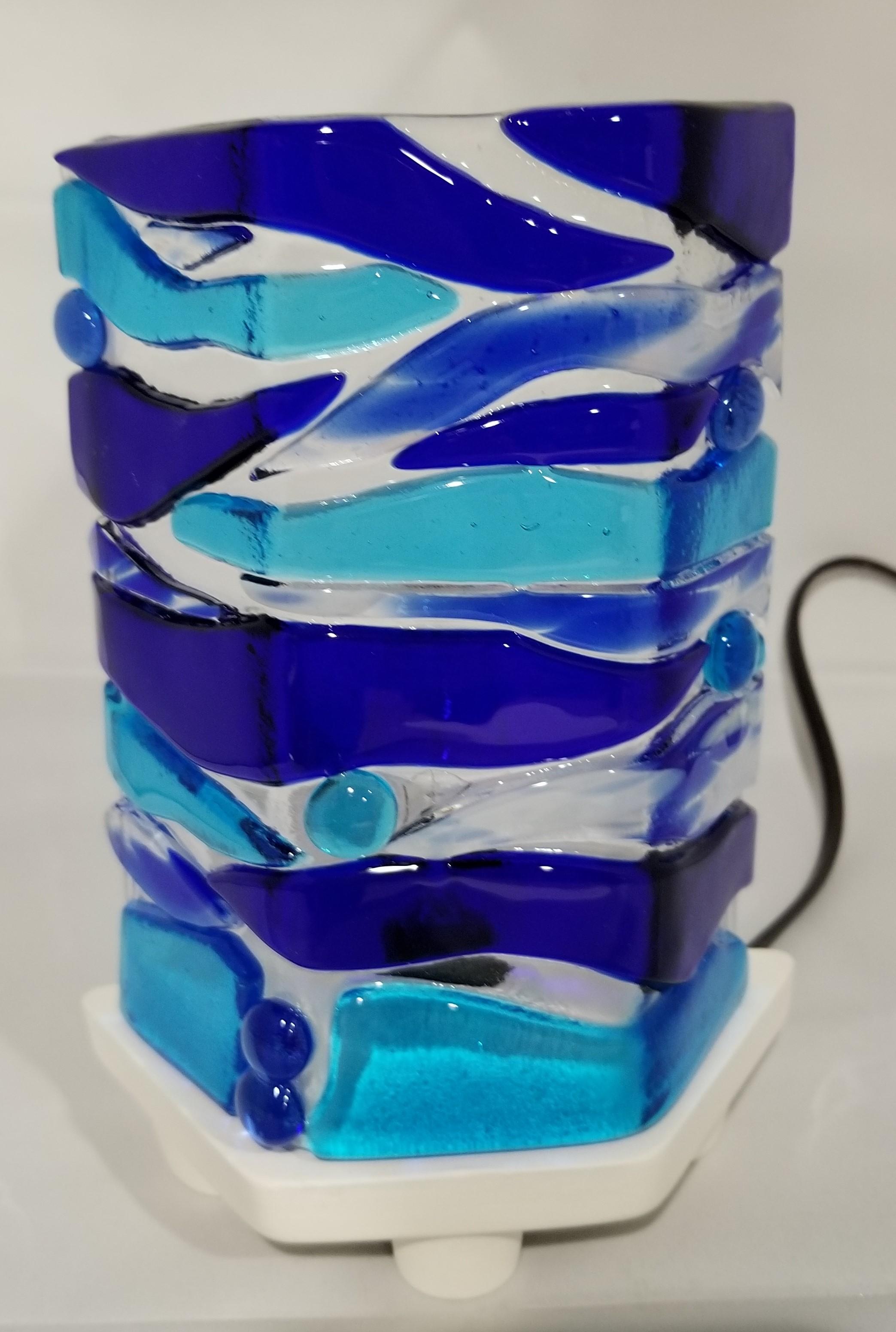 Blue Wave Fused Glass Panel - Delphi Artist Gallery