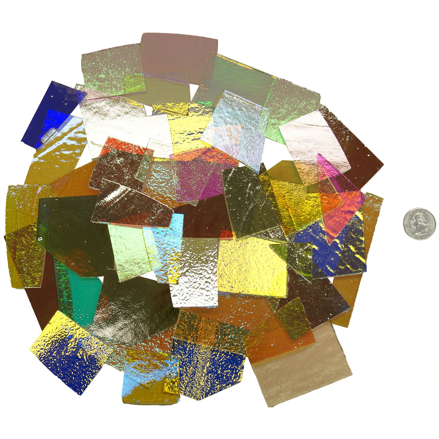 1 Lb CBS Solid Colors Dichroic Scrap On Thin Clear - 96 COE | Delphi Glass