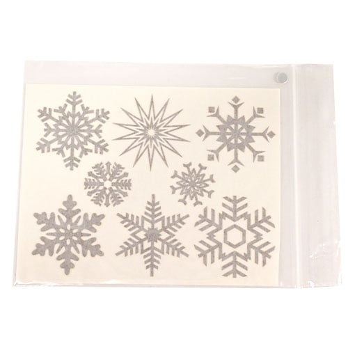 Large Snowflakes Silver Enamel Decals | Gold Delphi Glass